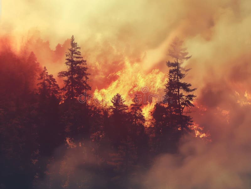 Wildfires Burning Trees with Smoke Stock Photo - Image of nature ...