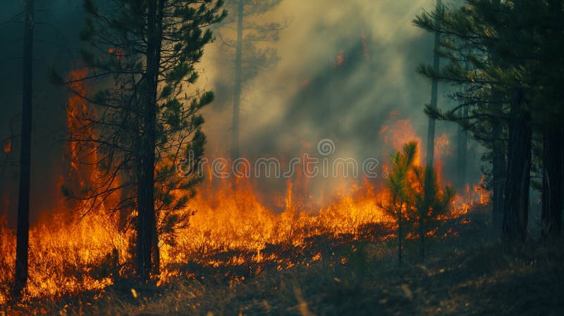 Wildfires Burning Trees with Smoke Stock Image - Image of night, wild ...