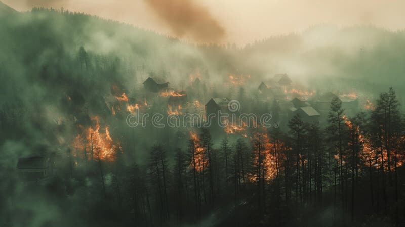 Wildfires Burning Trees with Smoke Stock Image - Image of scenic ...