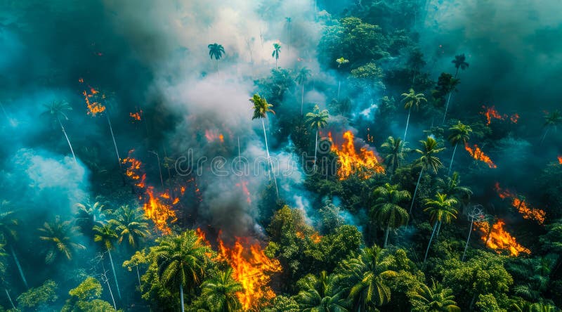 Wildfires Disaster Burns Forests and Causing Ecology Damage with Smoke ...