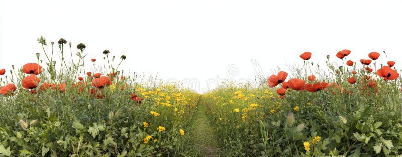 Wildflower Field Cut Out with an Inviting Path Stock Illustration ...