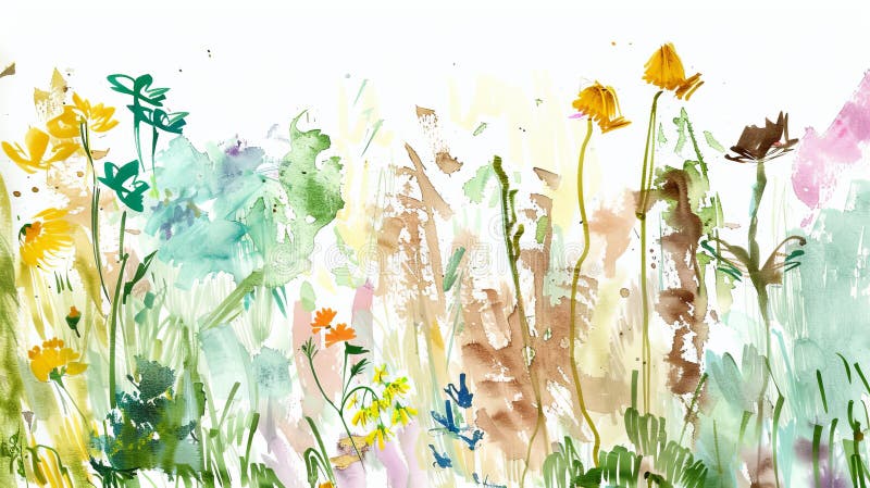 Wildflower Field Sketch stock image. Image of plants - 321372855