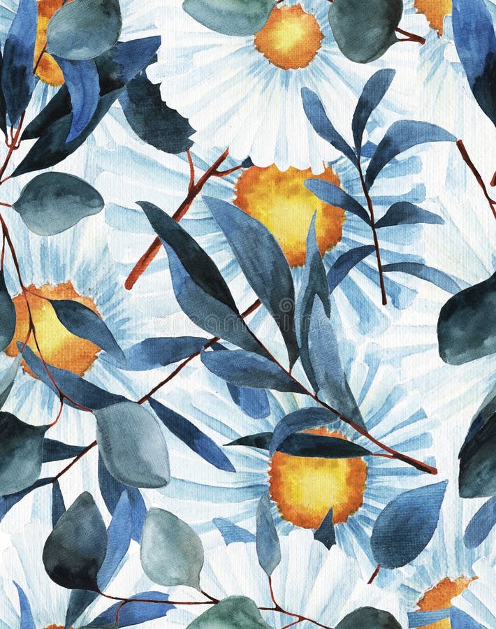 Wildflower Pattern in a Watercolor Style Isolated. Stock Illustration ...