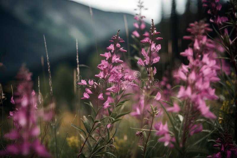 Wildflowers Fireweed Background Flowers Plant. Generative AI Stock ...
