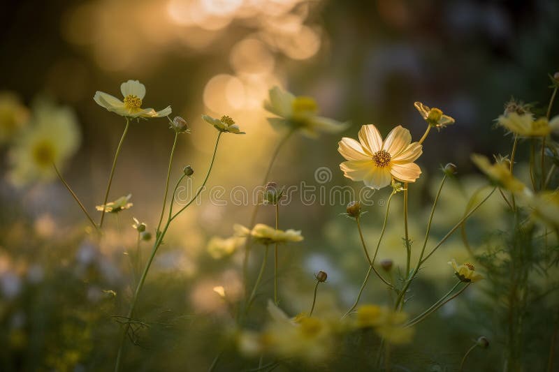 Wildflowers in the Forest, Evening before Sunset. AI Generated Stock ...
