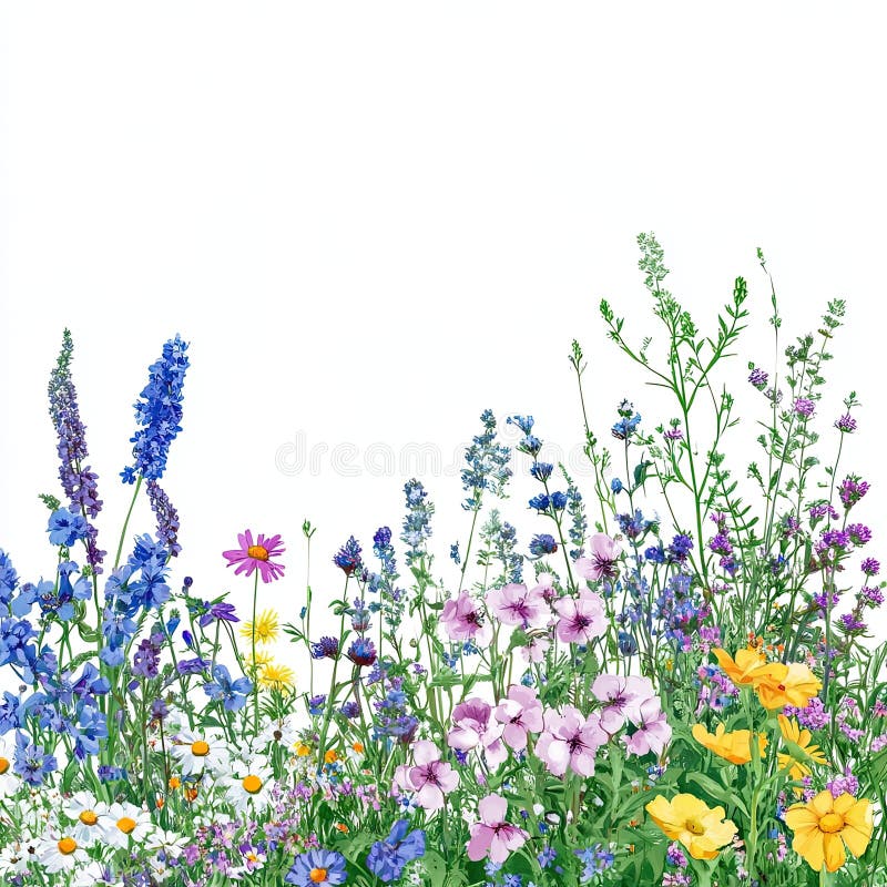 Wildflowers Meadow Border stock illustration. Illustration of meadow ...