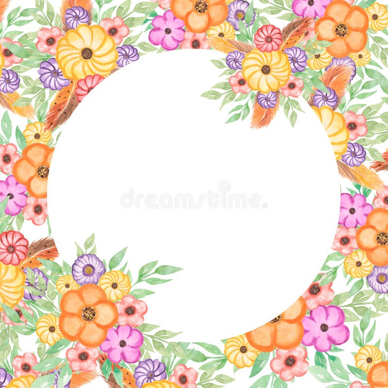 Wildflowers Wreath Clipart Watercolor Meadow Flowers Bouquet Dried