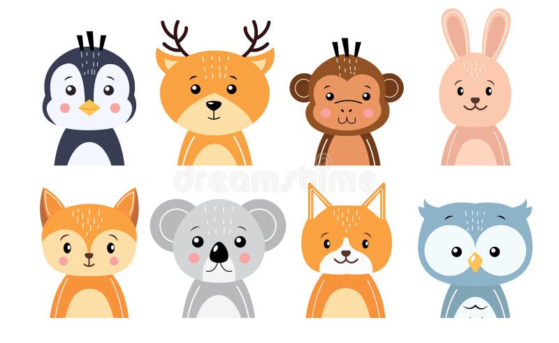 Wildlife Animals Collection . Flat Design Cartoon Characters ...