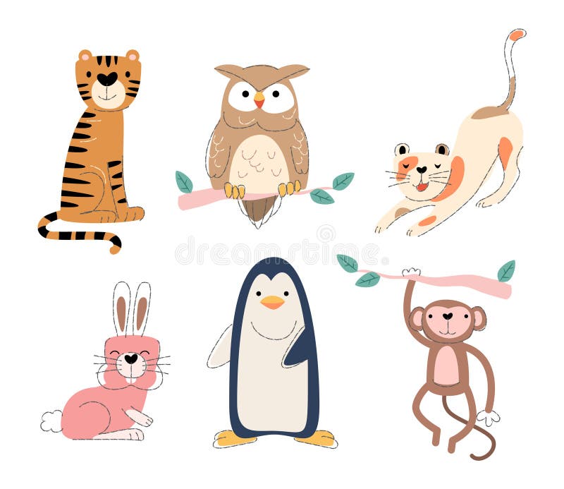 Zoo Animals Simple Line Drawing Stock Illustrations – 1,280 Zoo Animals ...