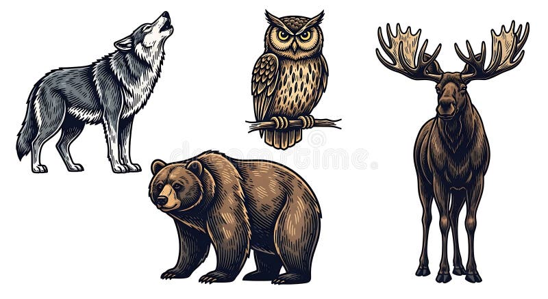 American Wildlife Animals Stock Illustrations – 10,455 American ...