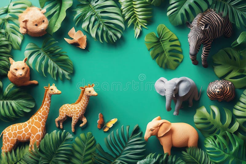 Wildlife Conservation Flat Design Top View Animals 3D Render ...