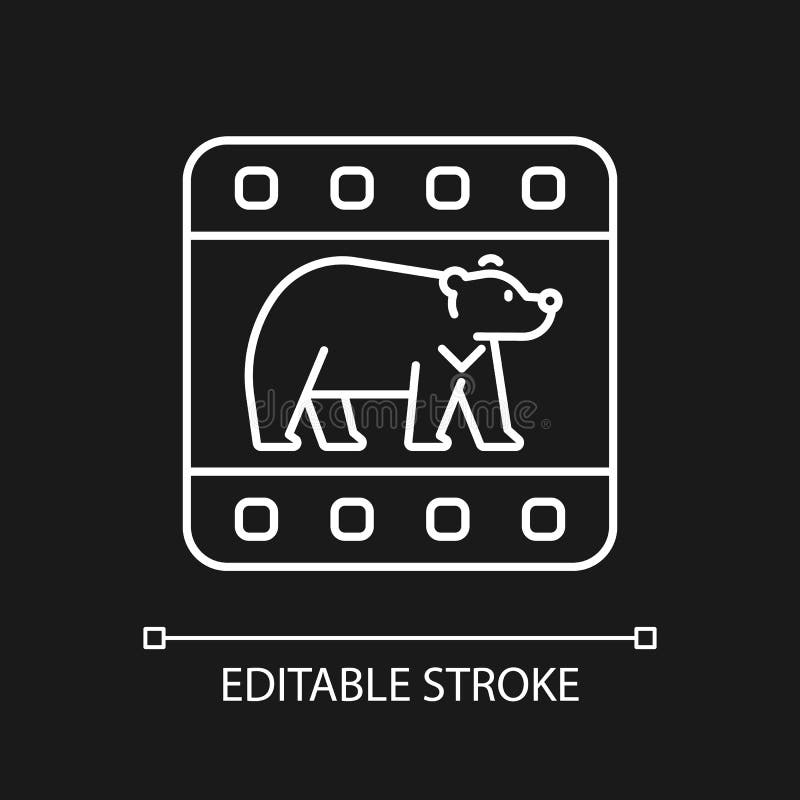 Wildlife Documentary White Linear Icon for Dark Theme Stock Vector ...