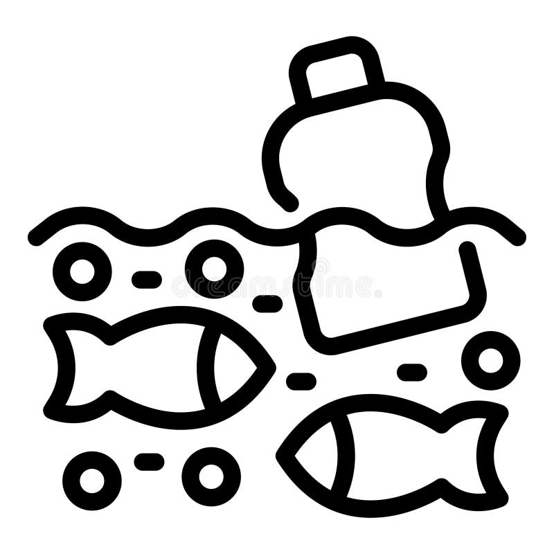 Wildlife Microplastics Pollution Icon Outline Vector. Ocean Plastic ...