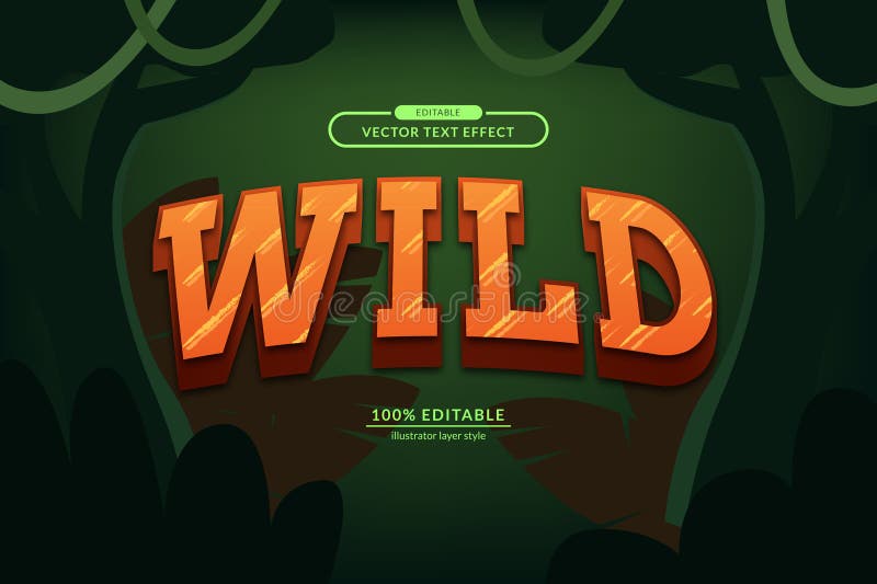 Wildlife Nature Jungle Adventure at Forest Editable Text Effect. Eps Vector File Stock Vector ...