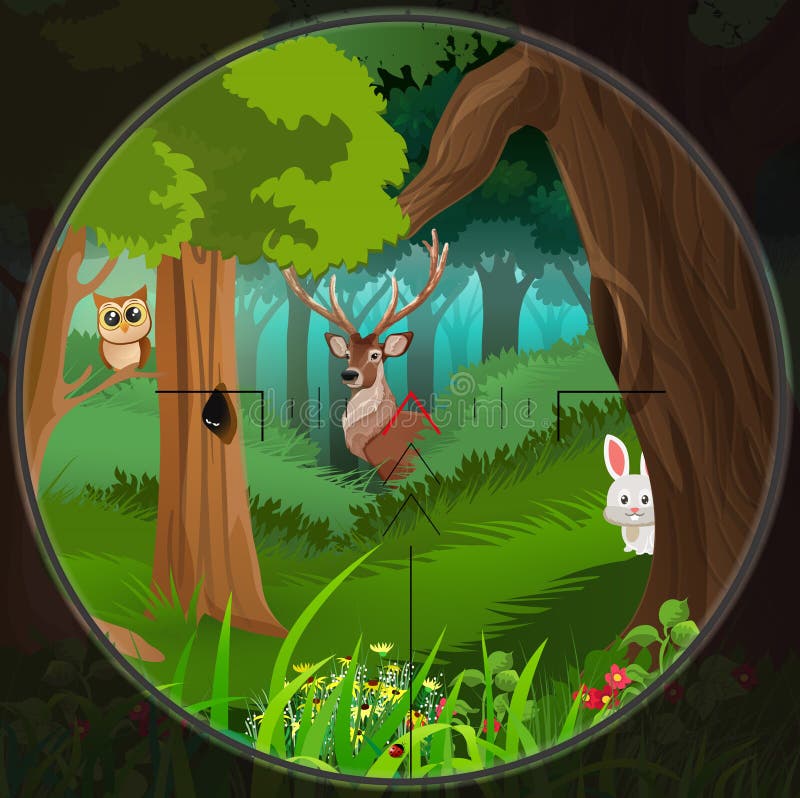 Animals in the Woods, Deer Target, Hunting Stock Vector - Illustration ...
