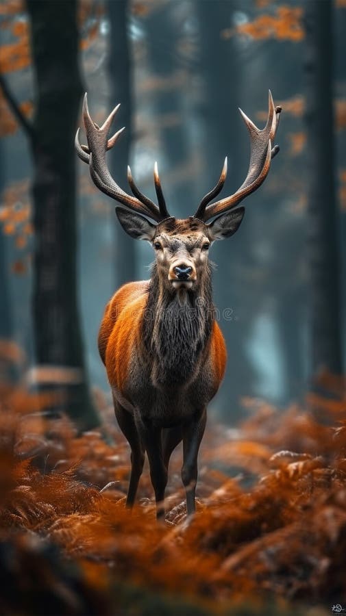 Wildlife Wallpaper Red Deer Stag in the Wild Forest Stock Illustration ...