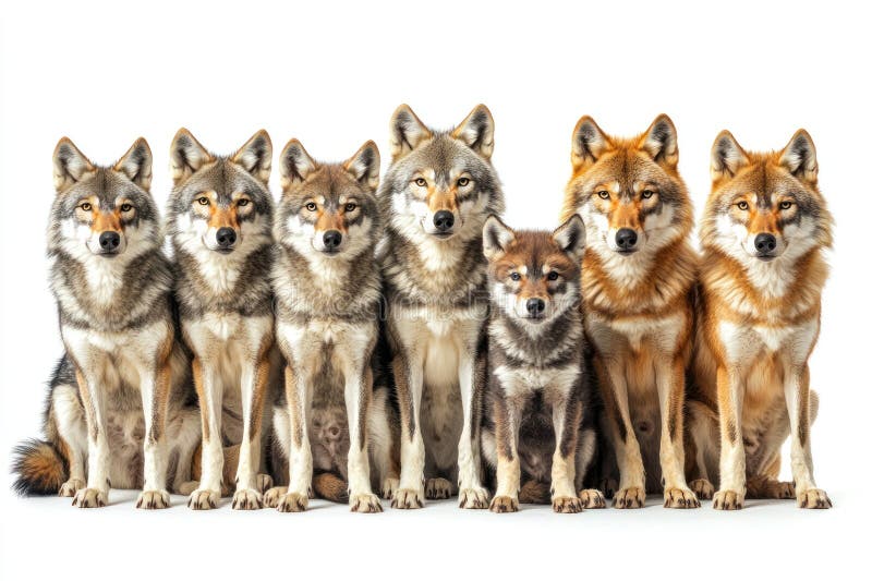 Wildlife Wolves Collection: Group of Standing, Sitting, Howling, Lying ...