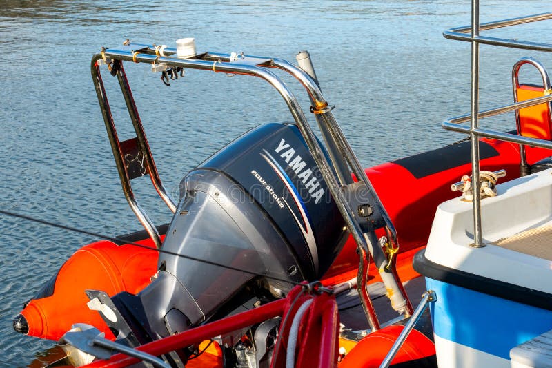 Close Up of Yahama Motor Boat Engine in the Harbor of Wilhelmshaven ...