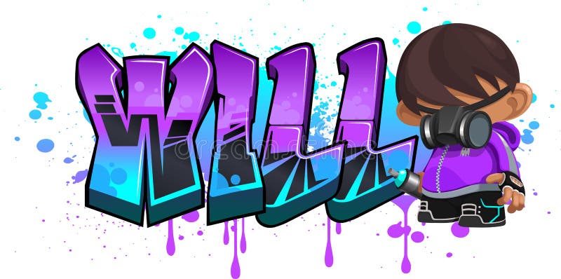 Will Name Text Graffiti stock illustration. Illustration of graffiti ...