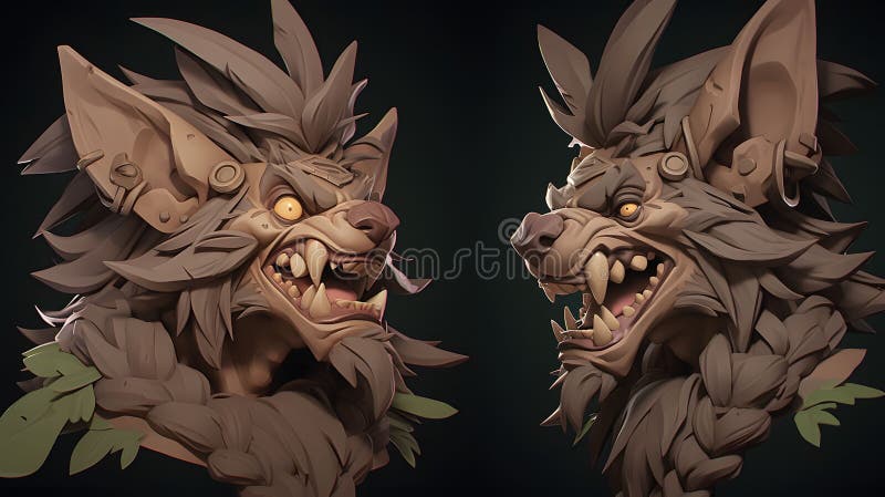 Stylized Gnoll Head Reference(4k) Stock Illustration - Illustration of ...