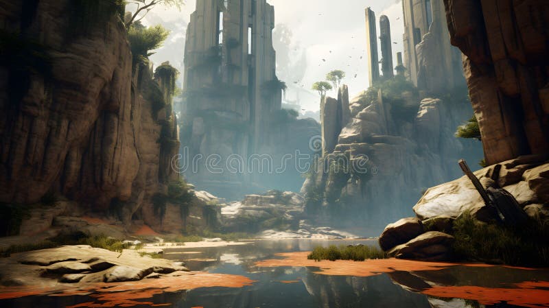 Destiny Environment stock illustration. Illustration of river - 300605392