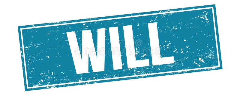 WILL Text on Blue Grungy Rectangle Stamp Stock Illustration ...