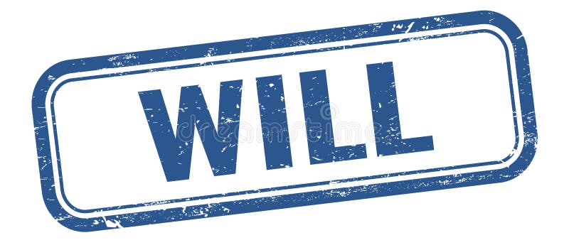WILL Text on Blue Grungy Vintage Stamp Stock Illustration ...