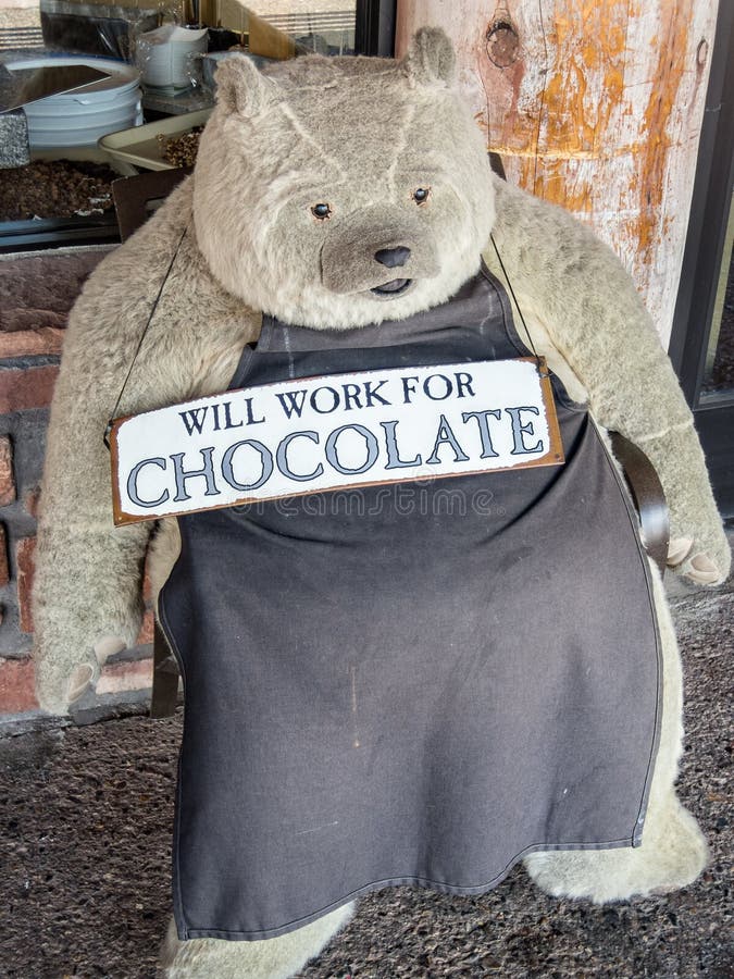 Will work for chocolate stock photo. Image of funny, animals - 95649332