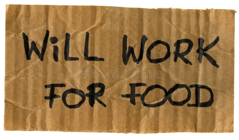 Will Work for Food Cardboard Sign Stock Image - Image of food, crumpled ...
