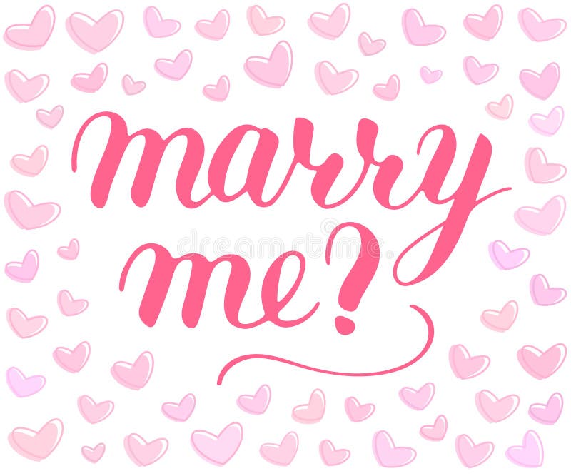 Will You Marry Me Hand Drawn Vector Lettering, Isolated Pink Phrase To ...