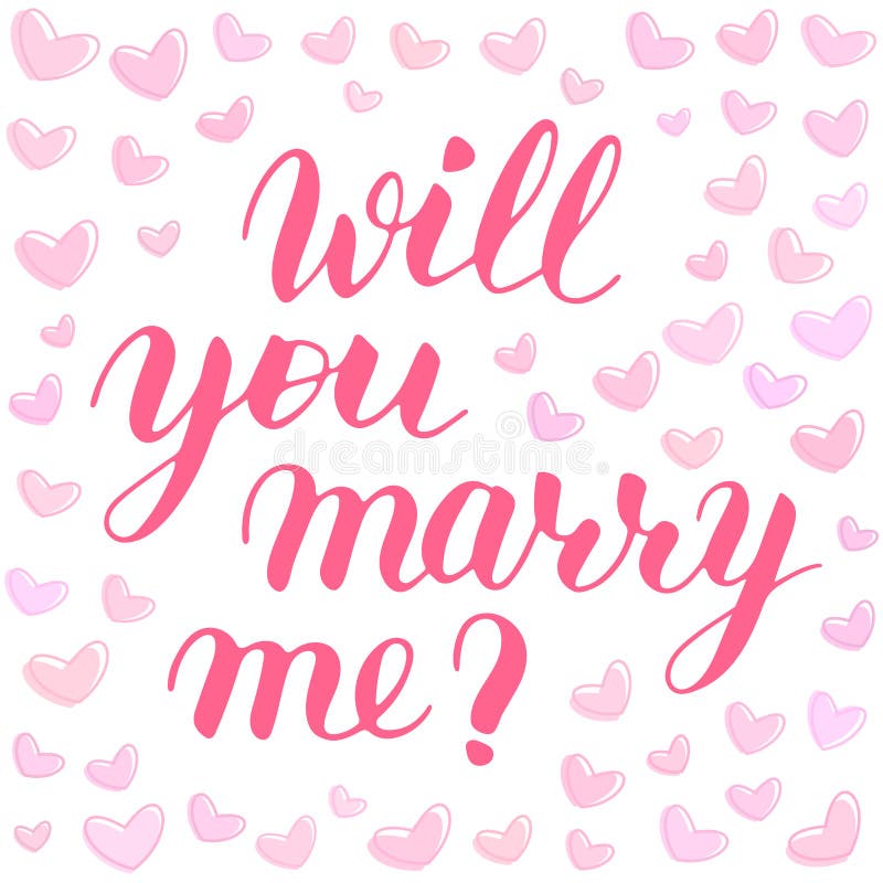 Will You Marry Me Hand Drawn Vector Lettering, Isolated Pink Phrase To ...