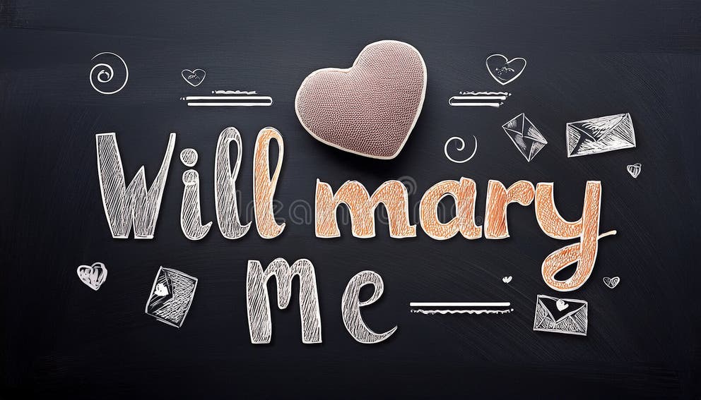 Will You Marry Me Notes on a Blackboard Stock Illustration ...