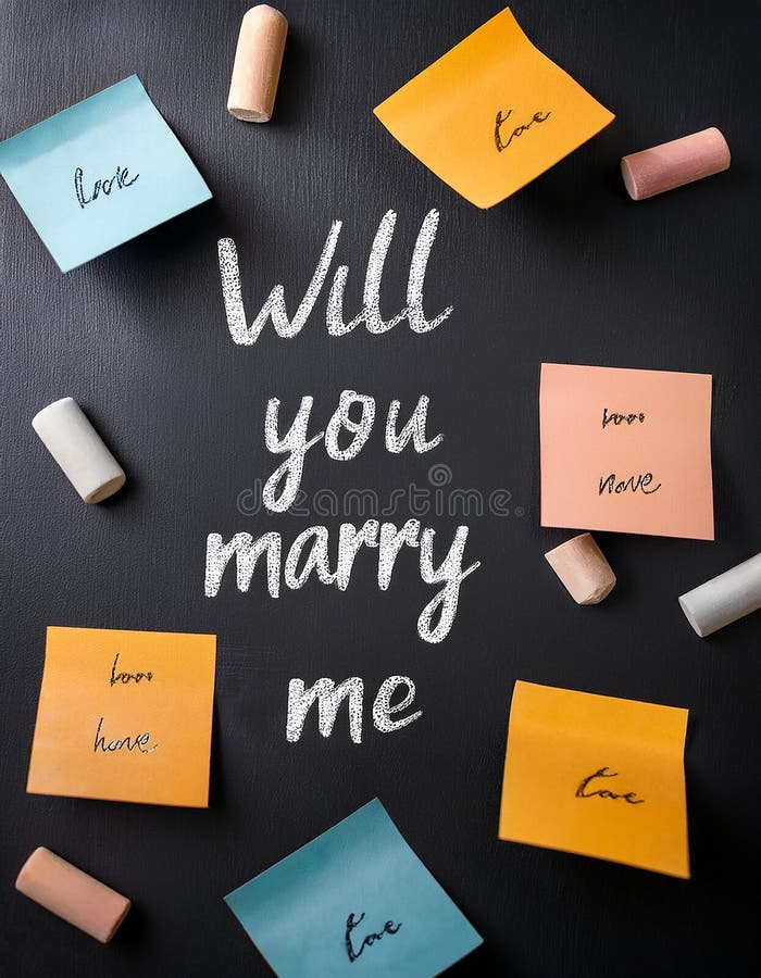 Will You Marry Me Notes on a Blackboard Stock Illustration ...