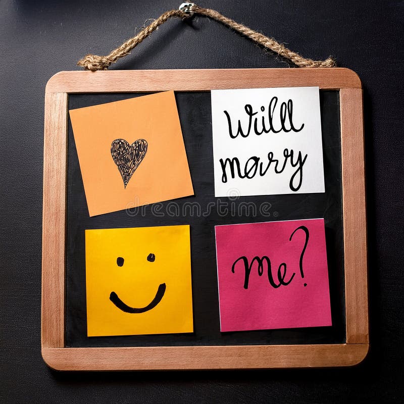 Will You Marry Me Notes on a Blackboard Stock Illustration ...