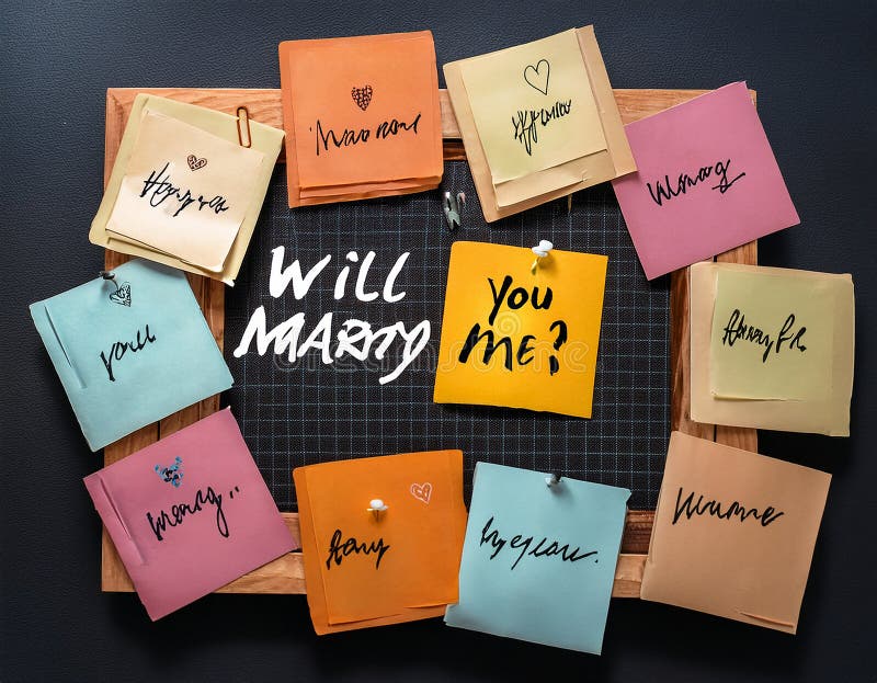 Will You Marry Me Notes on a Blackboard Stock Illustration ...