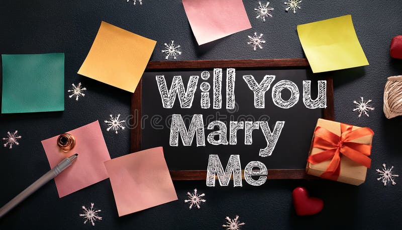 Will You Marry Me Notes on a Blackboard Stock Illustration ...