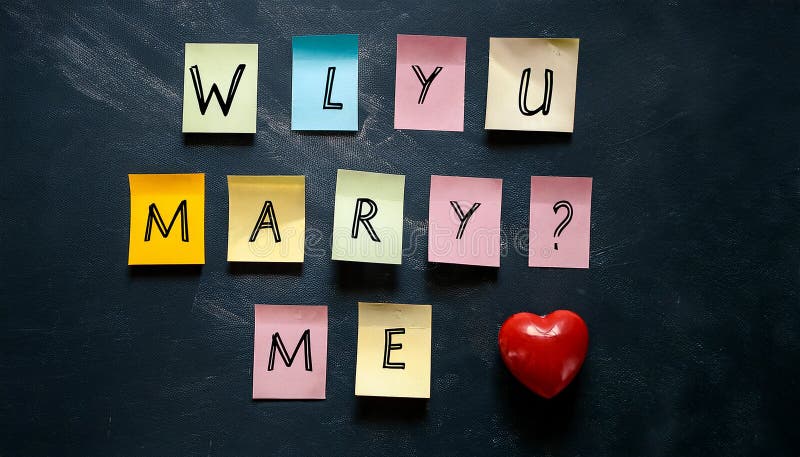 Will You Marry Me Notes on a Blackboard Stock Illustration ...