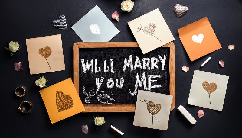 Will You Marry Me Notes on a Blackboard Stock Illustration ...