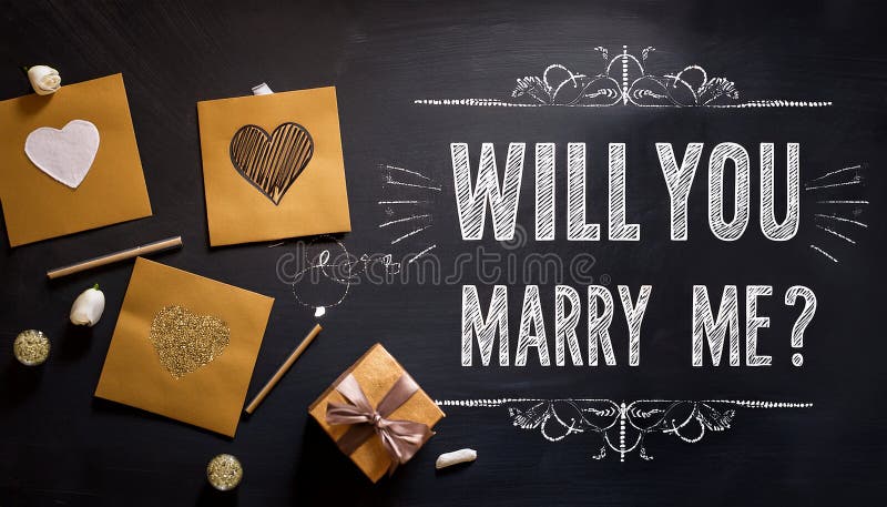 Will You Marry Me Notes on a Blackboard Stock Illustration ...
