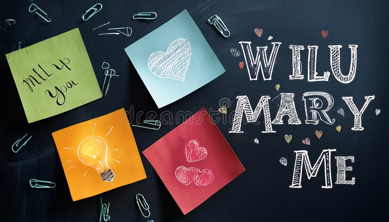 Will You Marry Me Notes on a Blackboard Stock Illustration ...