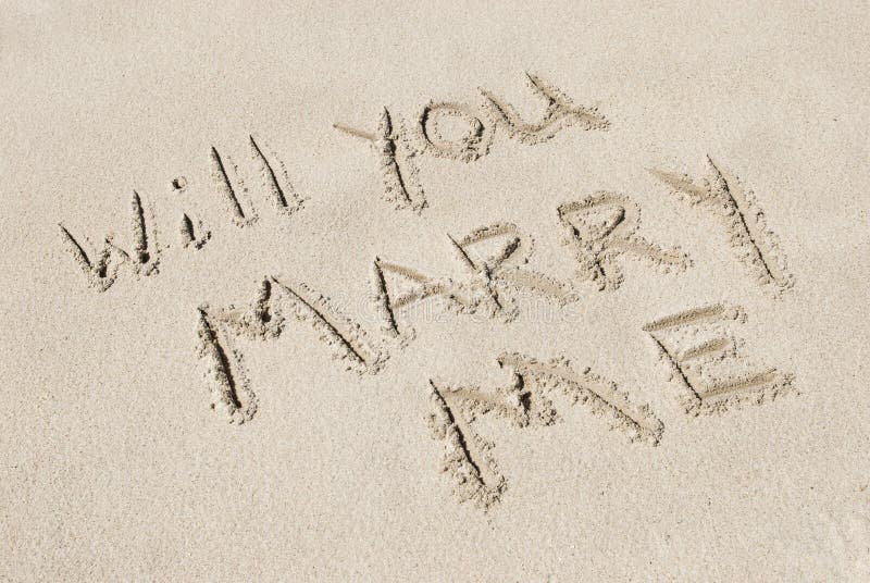 Will You Marry Me Written in Sand Stock Image - Image of romance ...