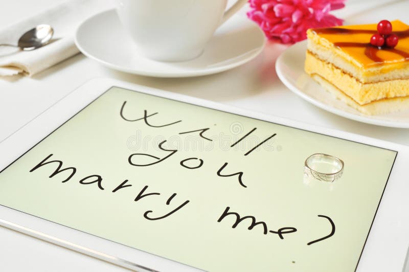 Will You Marry Me? Written in a Tablet Computer Stock Image - Image of ...