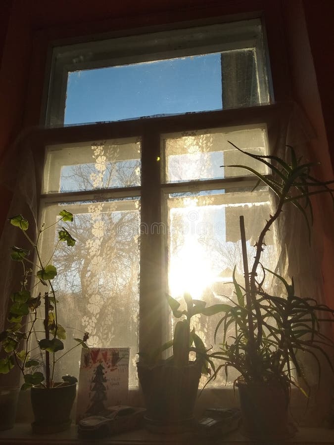 Willage Home Window with Sun Rays Stock Image - Image of rays, willage ...