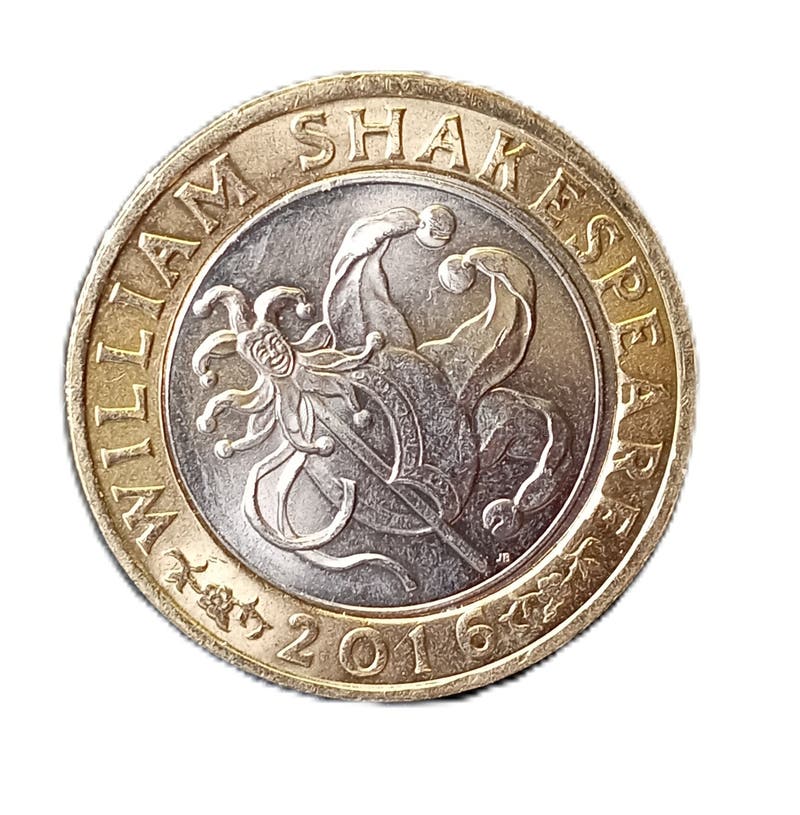 William Shakespeare Two Pound Coin Issued 2016 Stock Photo - Image of ...