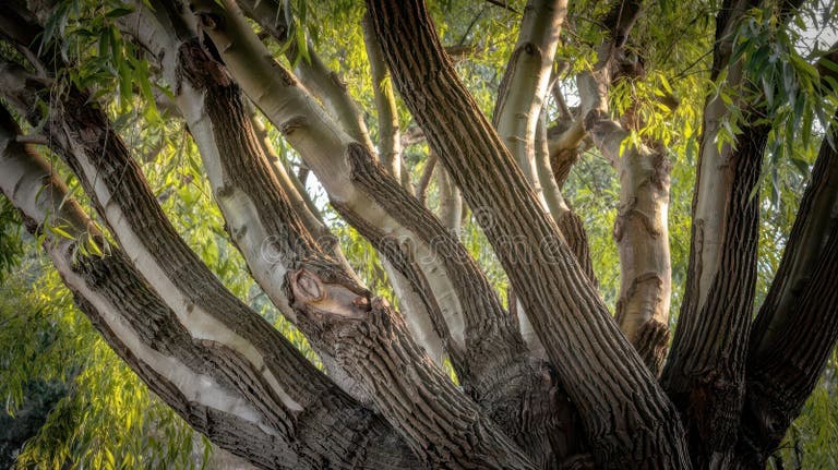 Willow Bark Texture Displaying Natural Weathered Patterns with Vertical ...