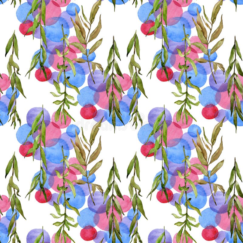Willow Branches Pattern in a Watercolor Style. Stock Illustration ...