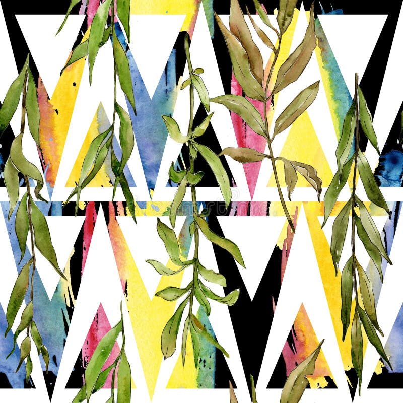 Willow Branches Pattern in a Watercolor Style. Stock Illustration ...