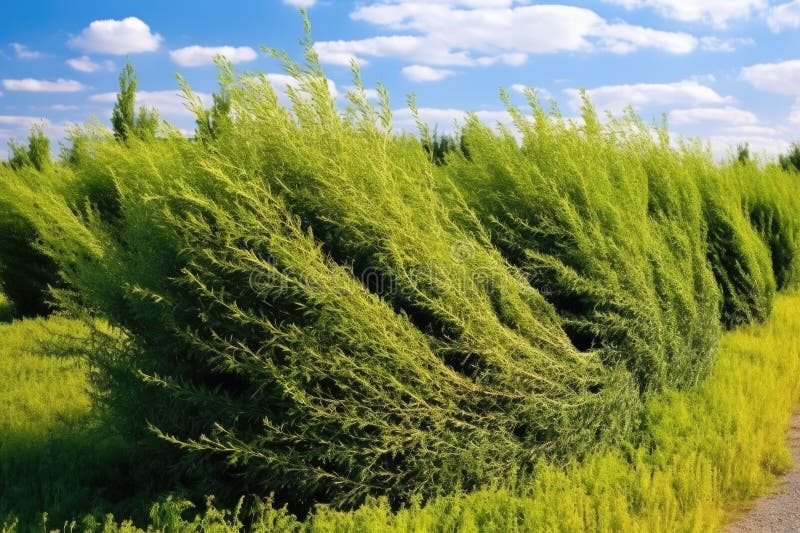 Willow Bushes Shape Shaped by Wind Stock Illustration - Illustration of ...