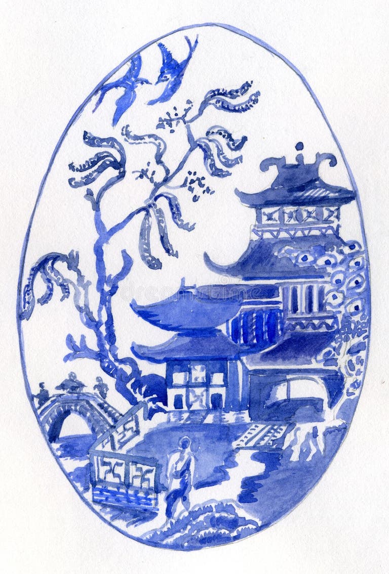 Blue Willow Pattern Stock Illustrations – 1,598 Blue Willow Pattern ...