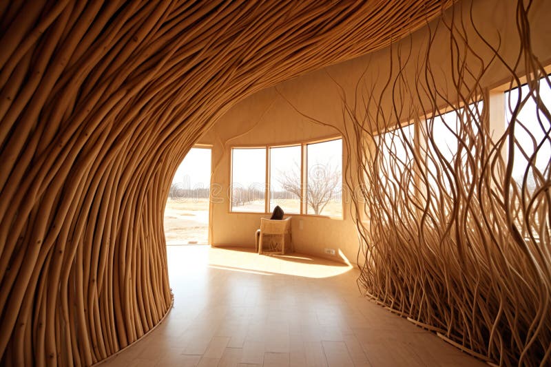 Willow and Reed Feature Wall in a Room. Generative AI Interior. Stock ...